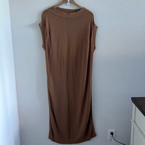 Zara | Dresses | Zara Brown Neutral Light Semi Sheer Boat Neck Dress ...